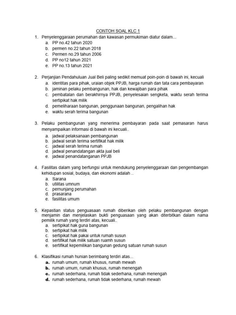 Contoh Soal 1 Penata Kelola Bangunan | PDF
