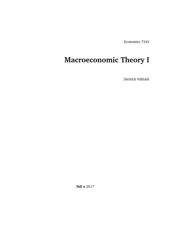 Macroeconomic Theory Overview 2017 | PDF | Production Function ...
