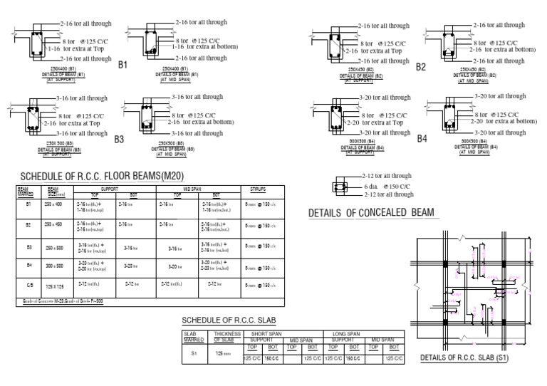 RCC Beam and Slab Details | PDF | Concrete | Composite Material