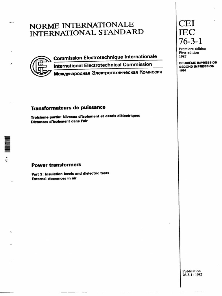 IEC 76-3 - 1 Power Transformers Part 3 - Insulation Levels & | PDF