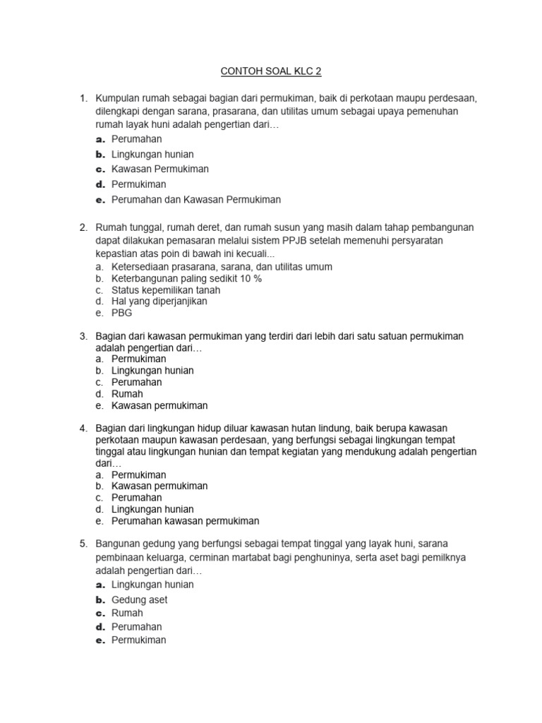 Contoh Soal 2 Penata Kelola Bangunan Gedung Dan Permukiman | PDF