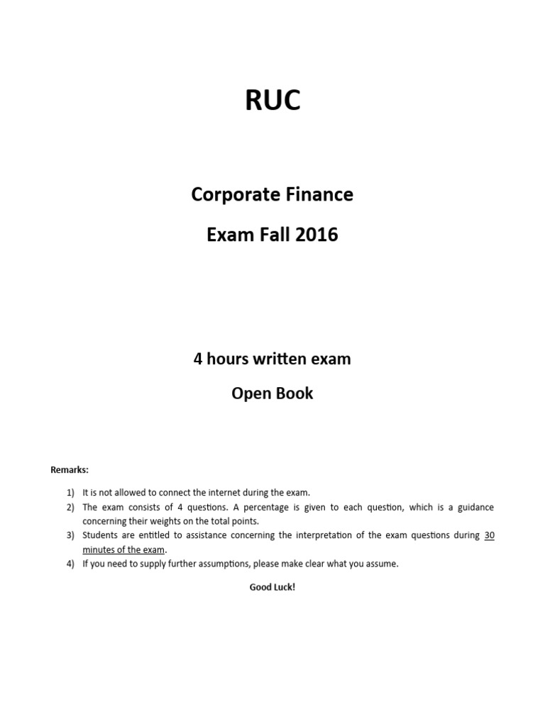 Finance Exam Jan - 2017 | PDF | Option (Finance) | Net Present Value