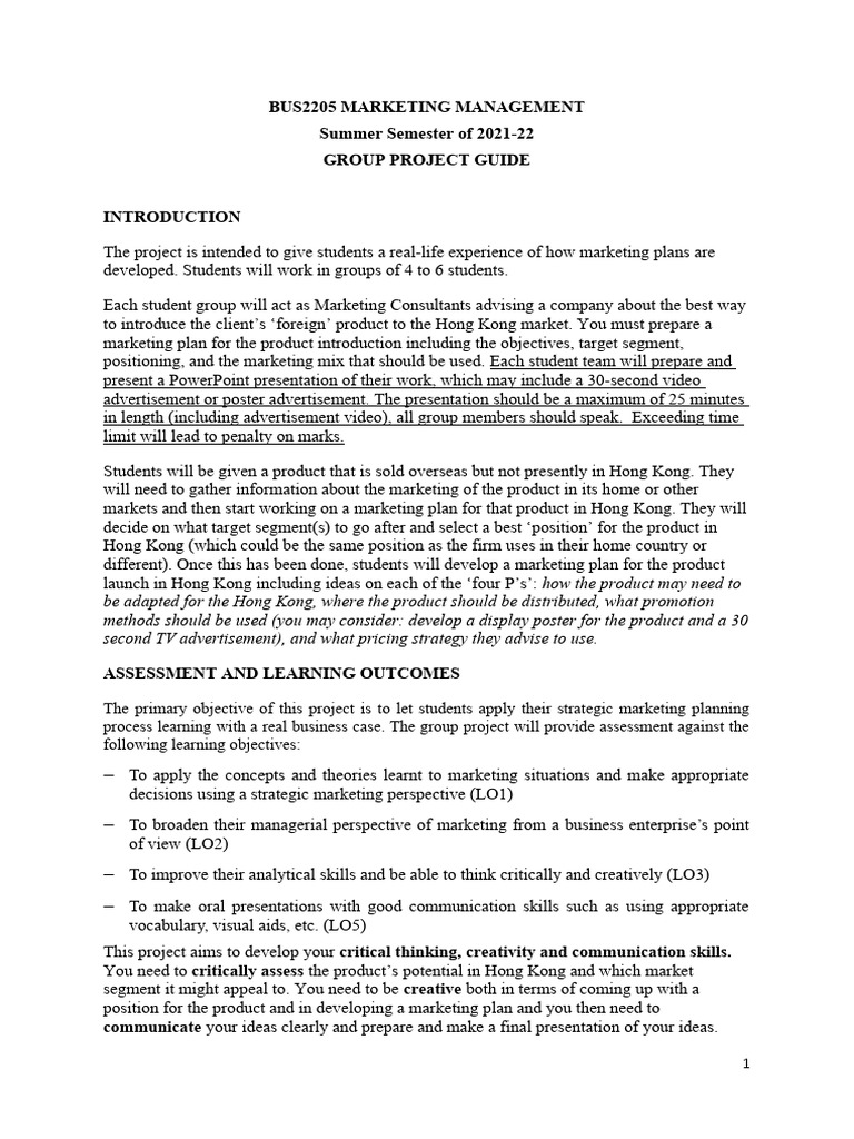 Marketing Plan Project for Hong Kong | PDF | Marketing | Marketing Strategy