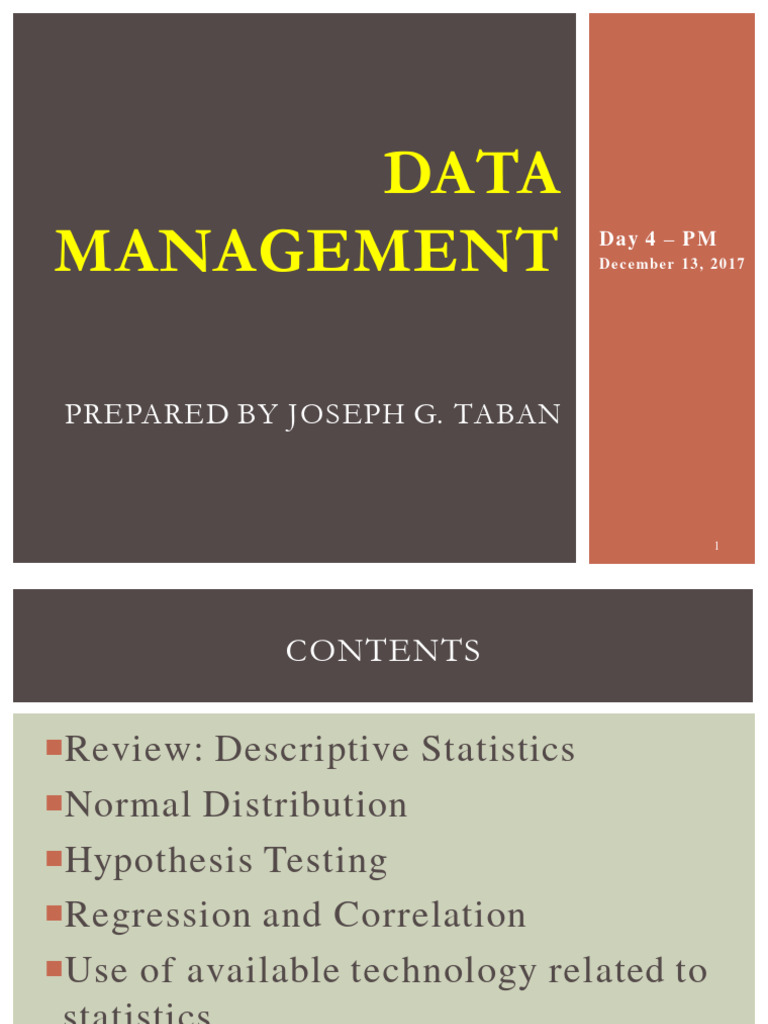 Chapter 4 Data Management | PDF | Level Of Measurement | Normal Distribution