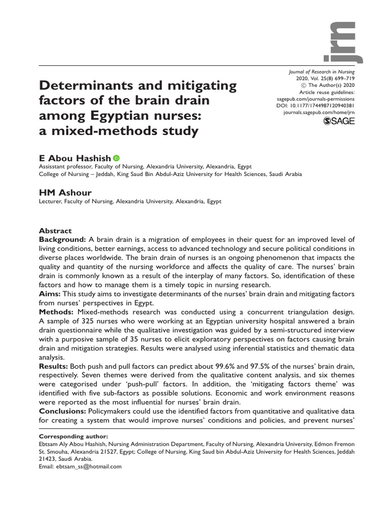 Egyptian Nurses' Brain Drain Study | PDF | Quantitative Research | Nursing
