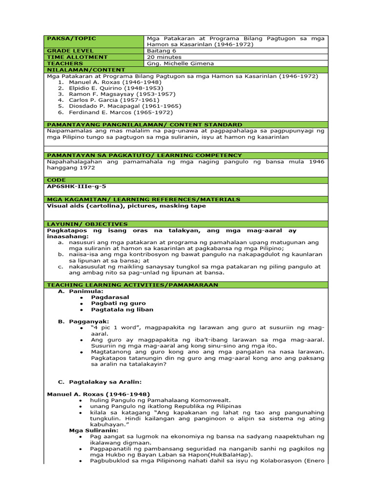 Lesson Plan SSC 312edcabiles Group | PDF