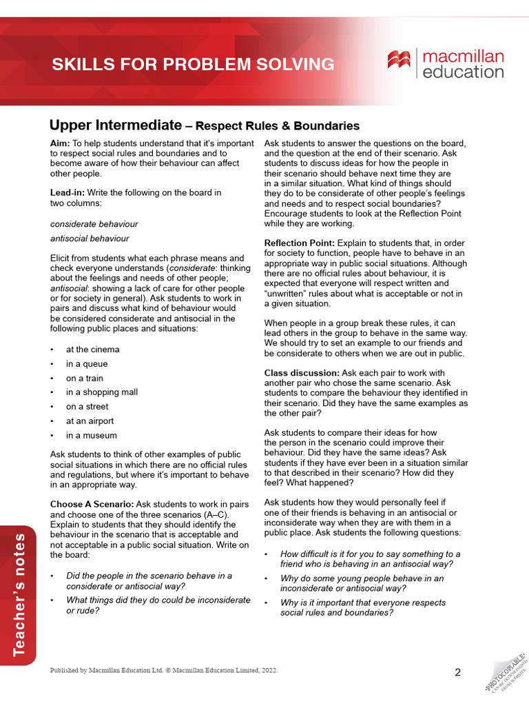 Problem Solving: Social Behavior Skills | PDF | Anti Social Behaviour ...