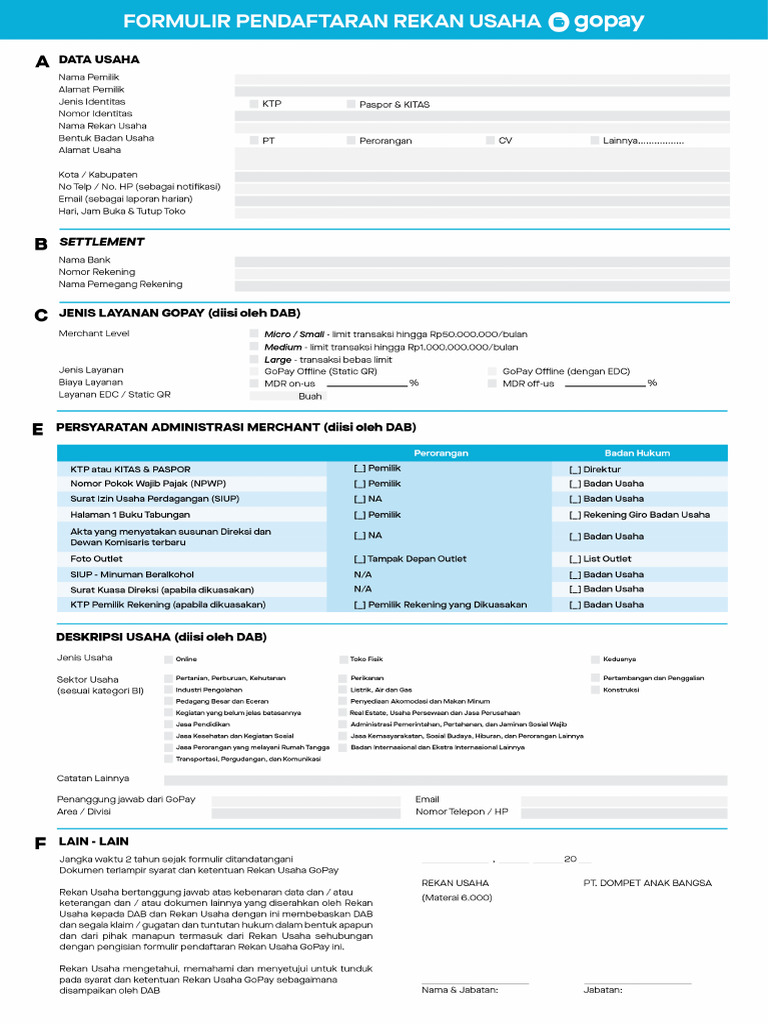 Gopay Form | PDF