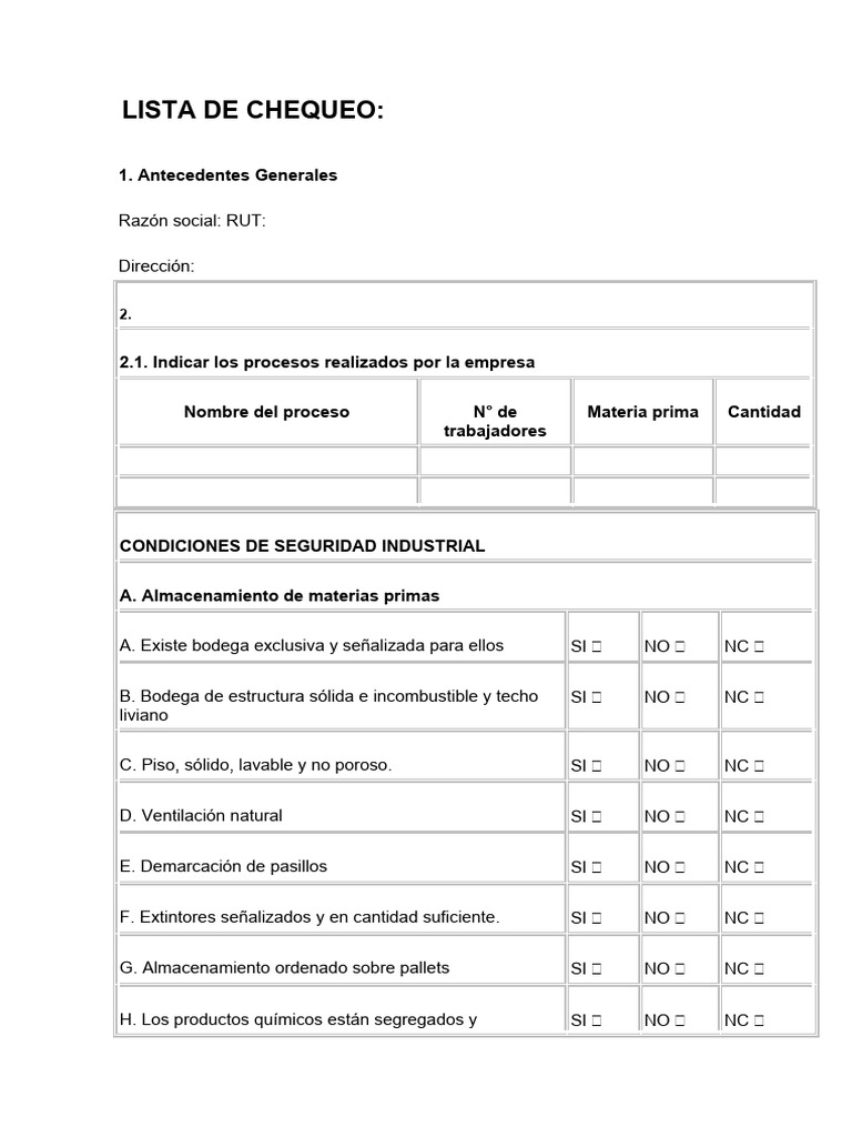 Lista de Chequeo | PDF