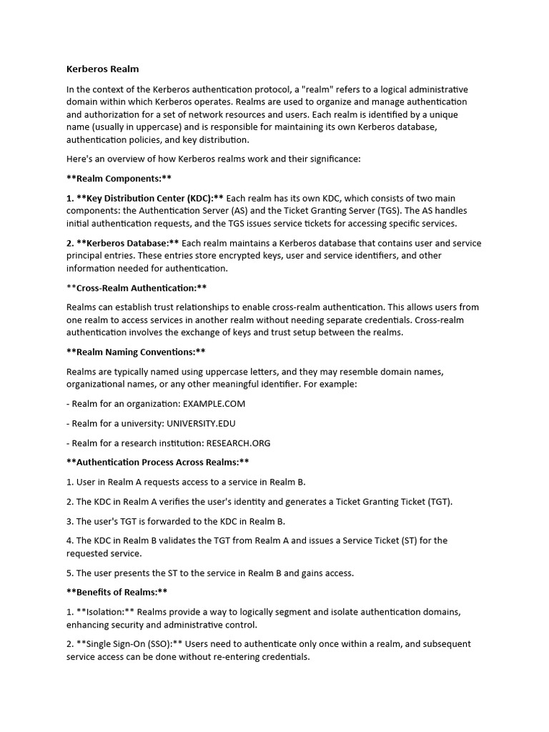 Kerberos Realm Pdf Telecommunications Computing