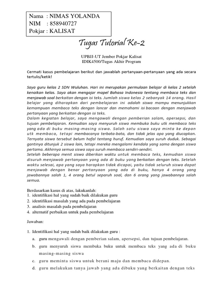 TT2 - Tap - Nimas Yolanda - 858940727 | PDF | Seni & Disiplin Bahasa