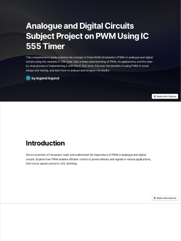 Analogue and Digital Circuits Subject Project On PWM Using IC 555 Timer | PDF | Electronic ...