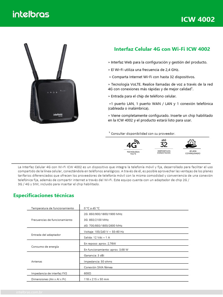 Datasheet Icw 4002 Es | PDF | Telefonía móvil | 3 G