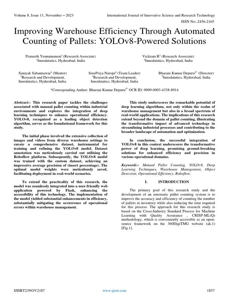 Improving Warehouse Efficiency Through Automated Counting of Pallets ... Improving Warehouse Efficiency Through Automated Counting of Pallets ...