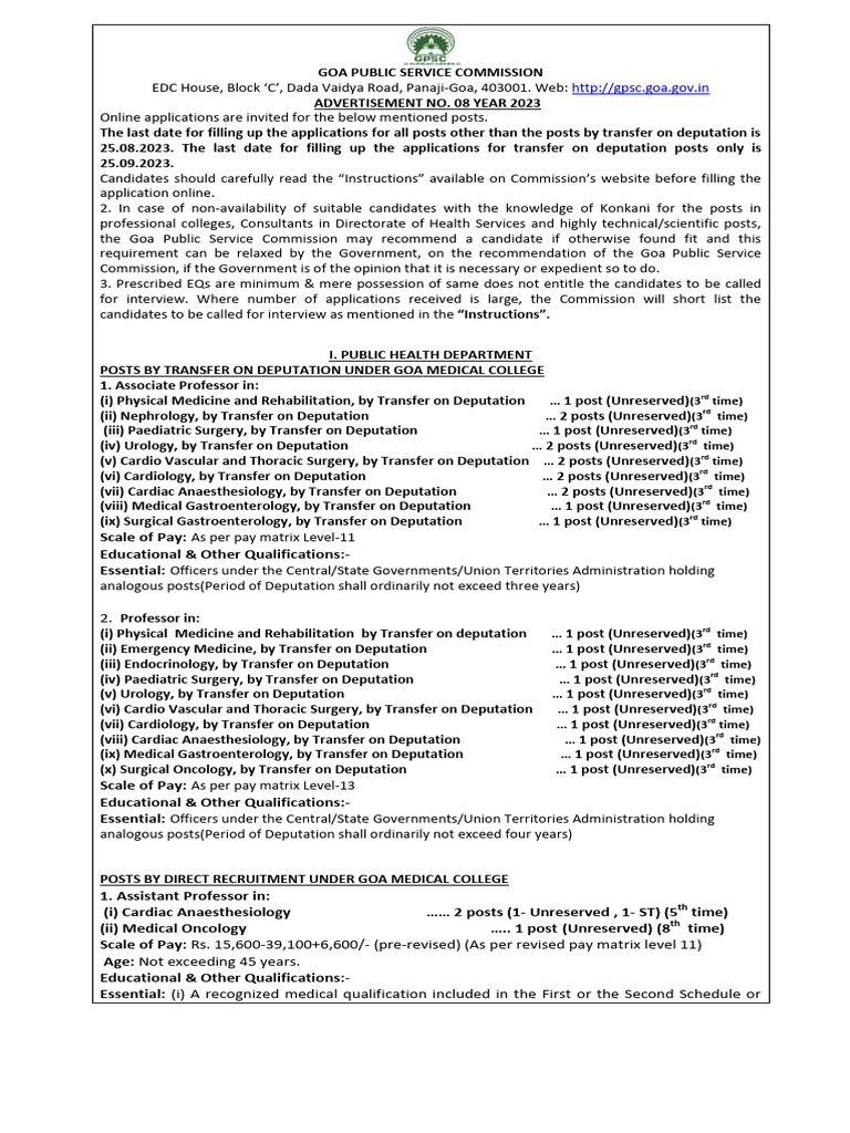 Advt 082023 | PDF | Dentistry | Doctor Of Medicine