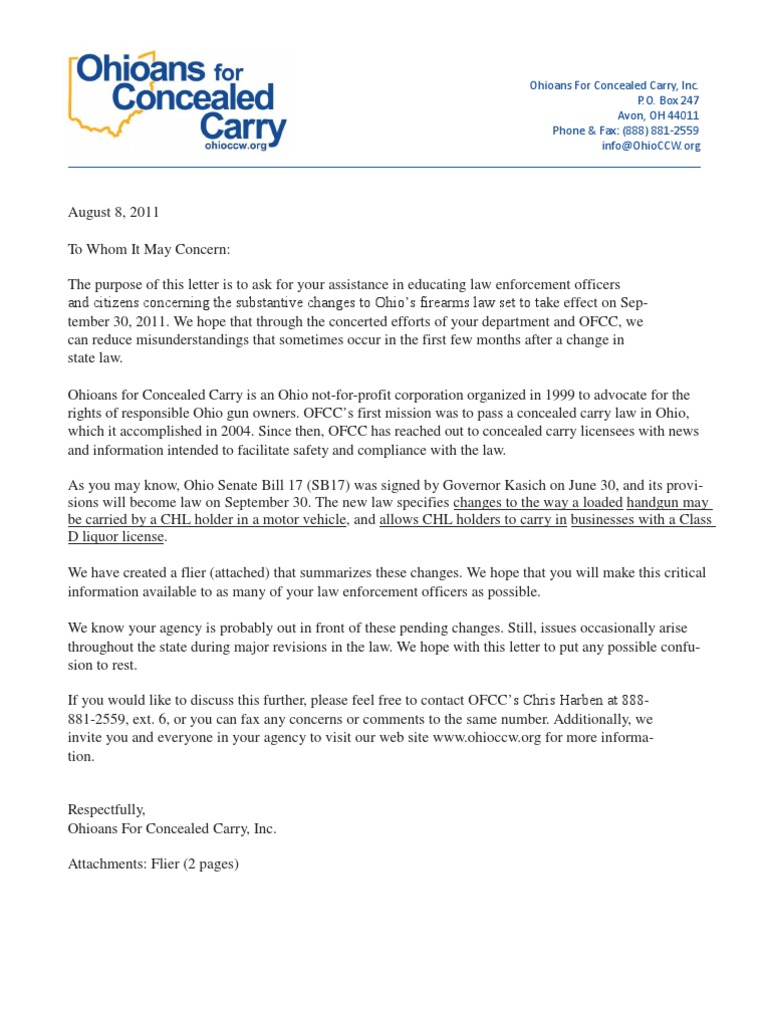 SB17 Educational Letter v4 | PDF | Handgun | Concealed Carry