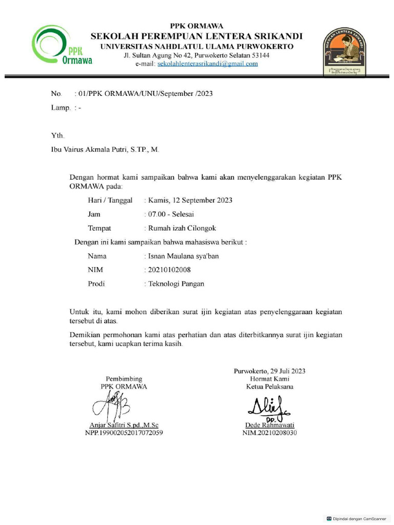 Surat Ijin PPK - Docx-1 | PDF