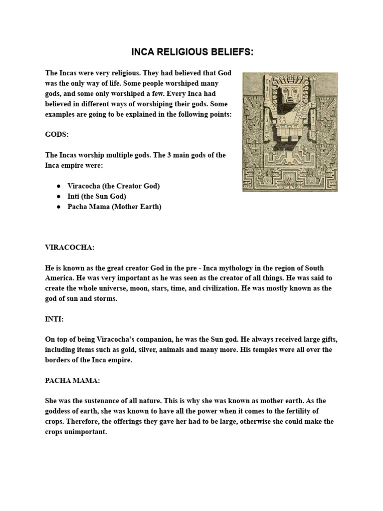 Inca Religious Belief - 1 | PDF | Deities | Anthropology Of Religion