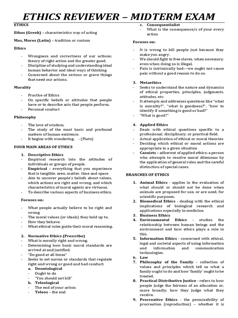Ethics Module 1-5 Reviewer | PDF | Utilitarianism | Morality
