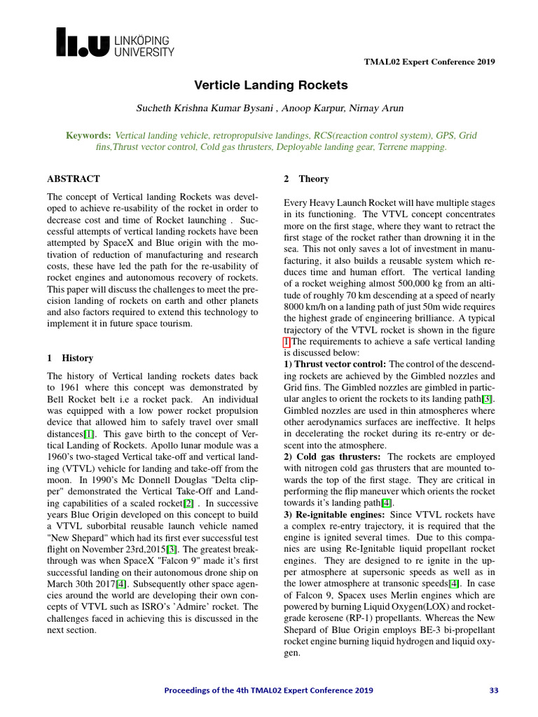 Vertical Landing Rocket Innovations | PDF | Rocket Engine | Rocket