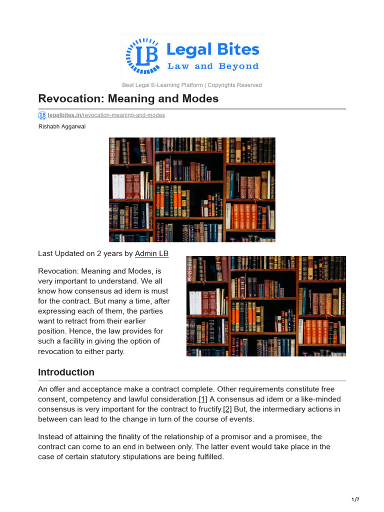 Revocation: Meaning and Methods | PDF | Offer And Acceptance | Crime ...
