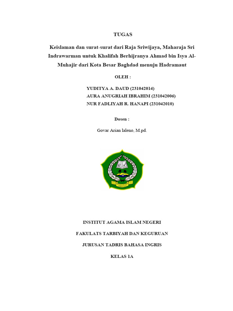 Surat Raja Indrawarman ke Khalifah | PDF | Agama & Spiritualitas