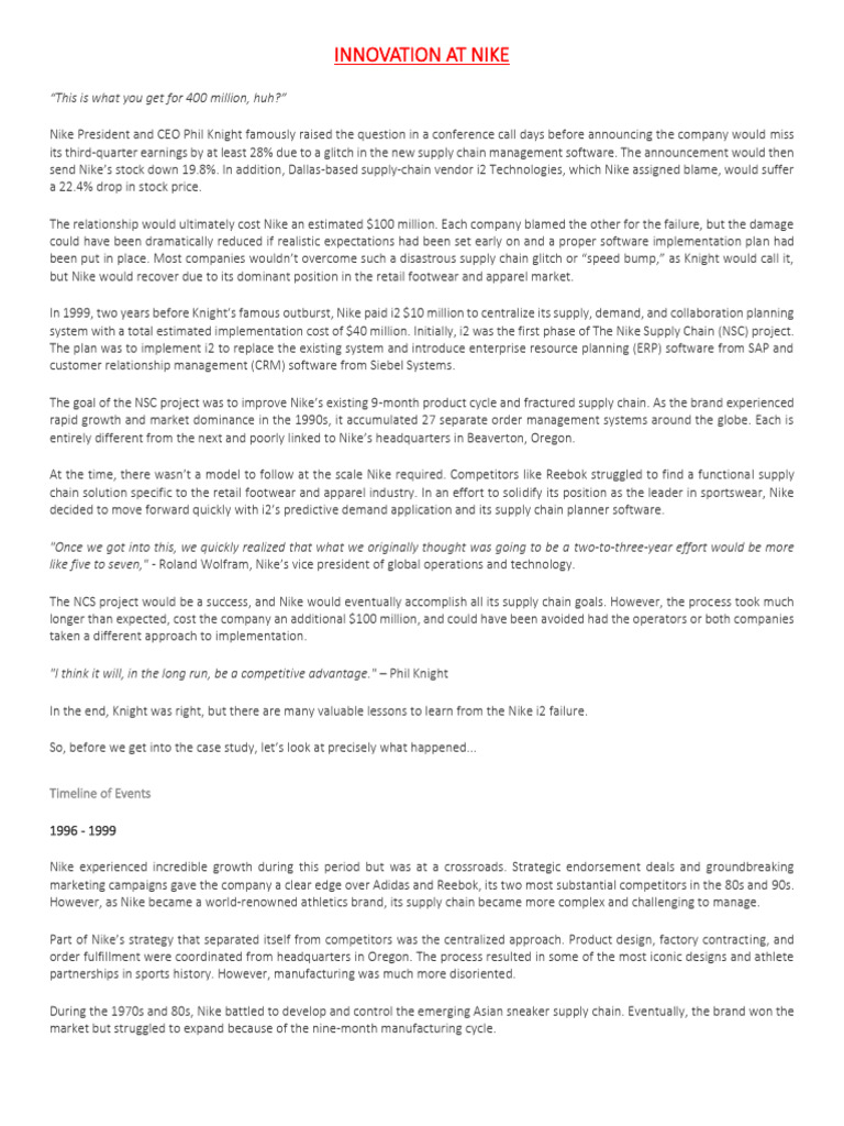 Nike Case Study | PDF | Nike | Supply Chain Management
