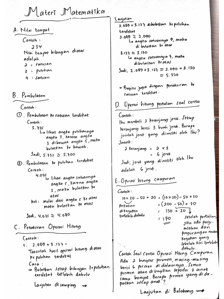 Materi Catatan MTK Kelas 4 | PDF