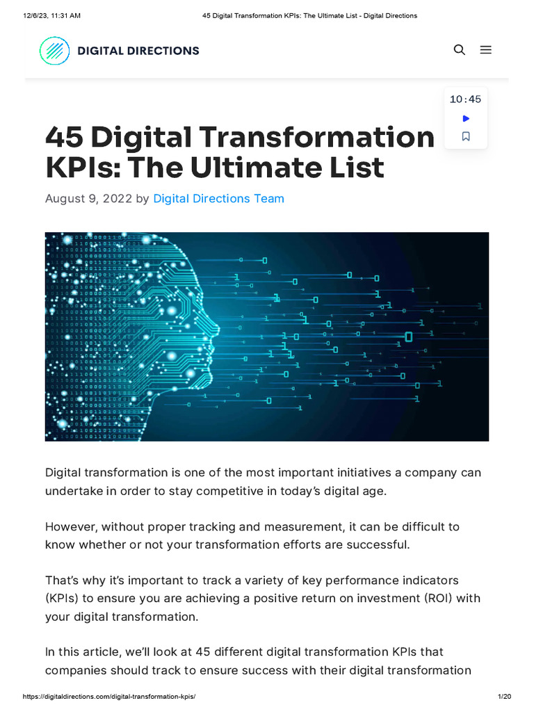 45 Digital Transformation KPIs - The Ultimate List - Digital Directions ...