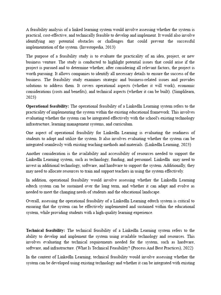 Feasibility Analysis | PDF | Feasibility Study | Educational Technology Feasibility Analysis | PDF | Feasibility Study | Educational Technology