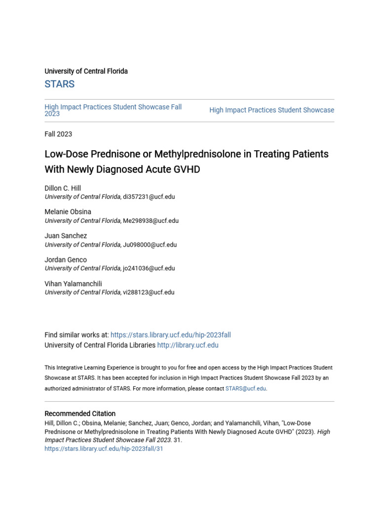 Low-Dose Prednisone or Methylprednisolone in Treating Patients Wi | PDF ...