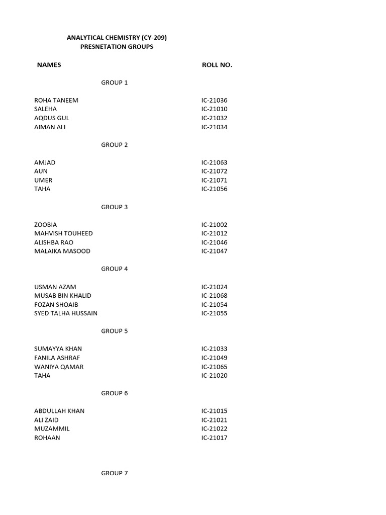 Analytical Pres. Groups | PDF