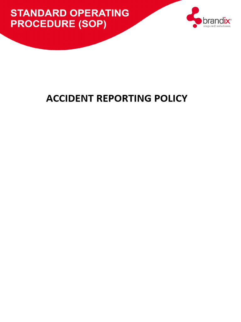 SOP - Accident Reporting Policy | PDF | Occupational Safety And Health ...