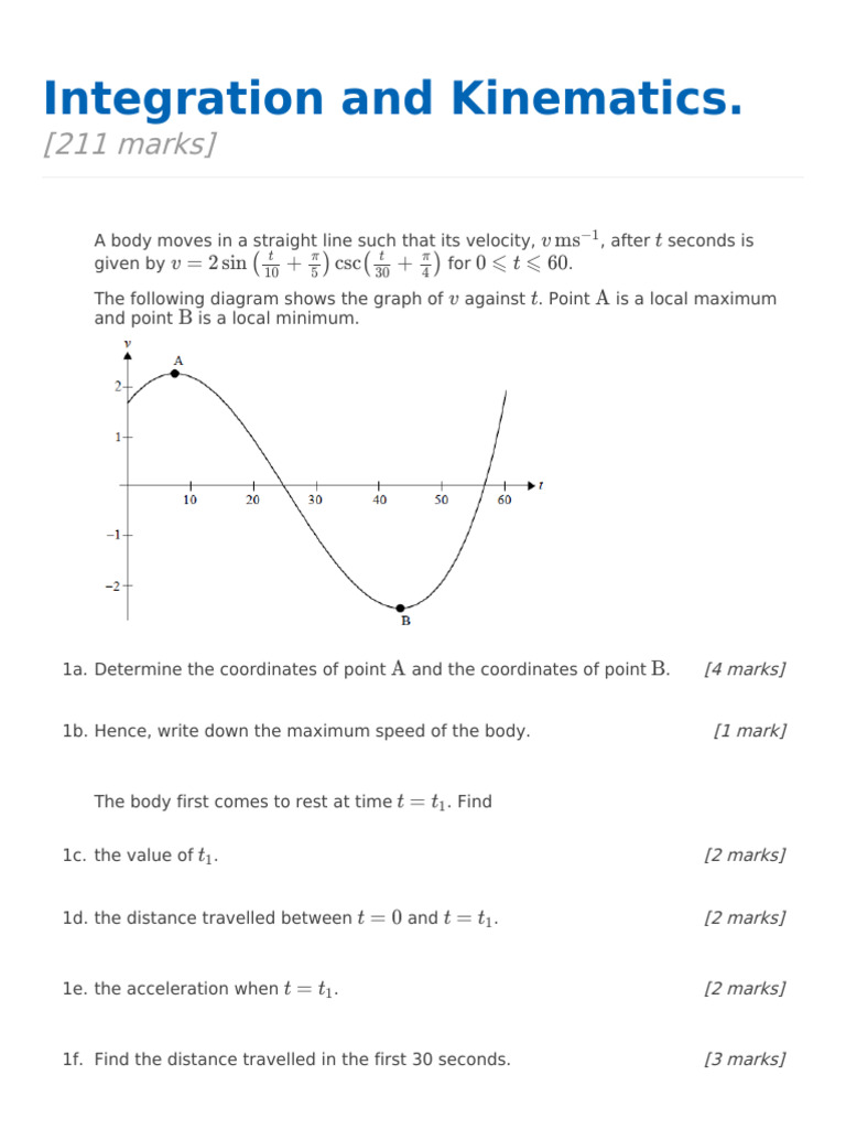 Integration and Kinematics. | PDF | Acceleration | Velocity