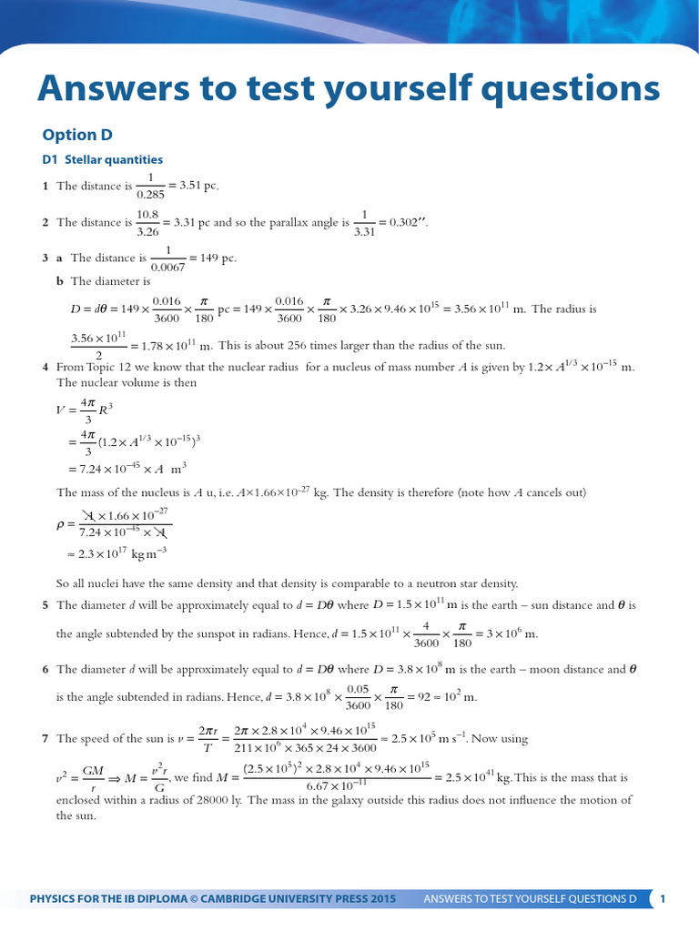 Stellar Quantities and Characteristics Answers | PDF | Stars | Nuclear ...