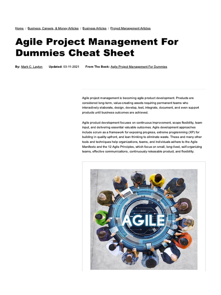 Agile Project Management For Dummies Cheat Sheet | PDF