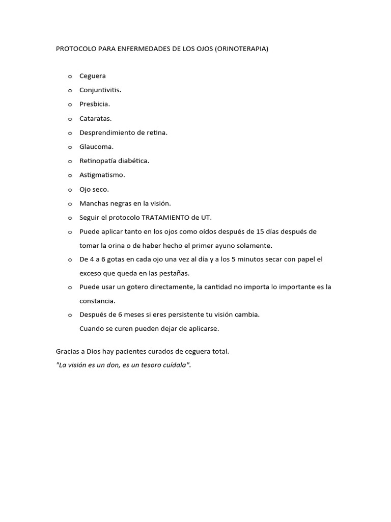 Amaroli-Protocolo para Enfermedades de Los Ojos | PDF | Salud y bienestar