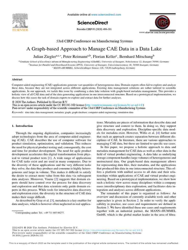 A Graph Based Approach To Manage Cae Data In A Data Lake Pdf Apache Hadoop Metadata