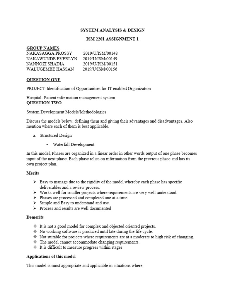 SAD Assignment 1 | PDF | Business Process | Business Process Management