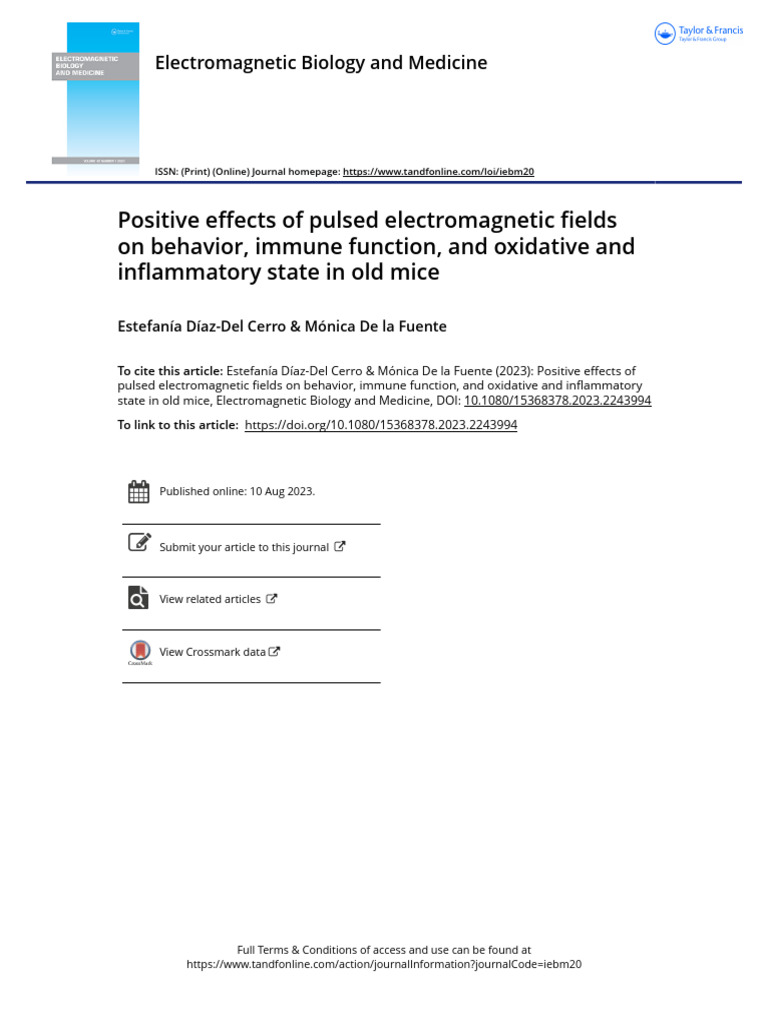 NEURALTER-Positive Effects of Pulsed Electromagnetic Fields On Behavior Immune Function and ...