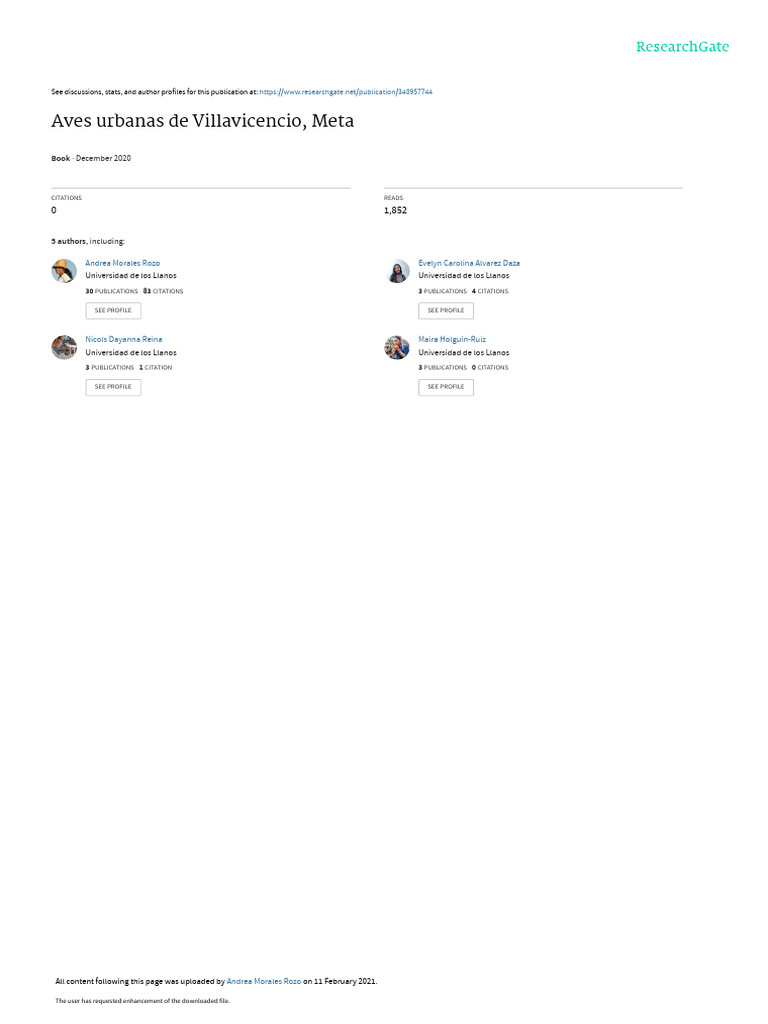 Aves Urbanas de Villavicencio Meta | PDF | Ornitología | Ciencias de la ...