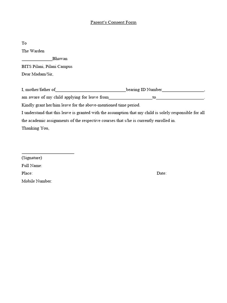 Parent's Consent Form | PDF