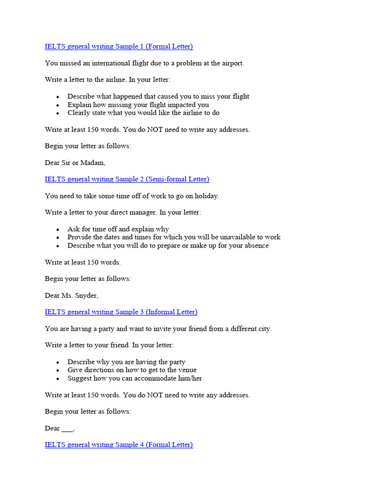 IELTS General Writing Letter Samples | PDF | Madam