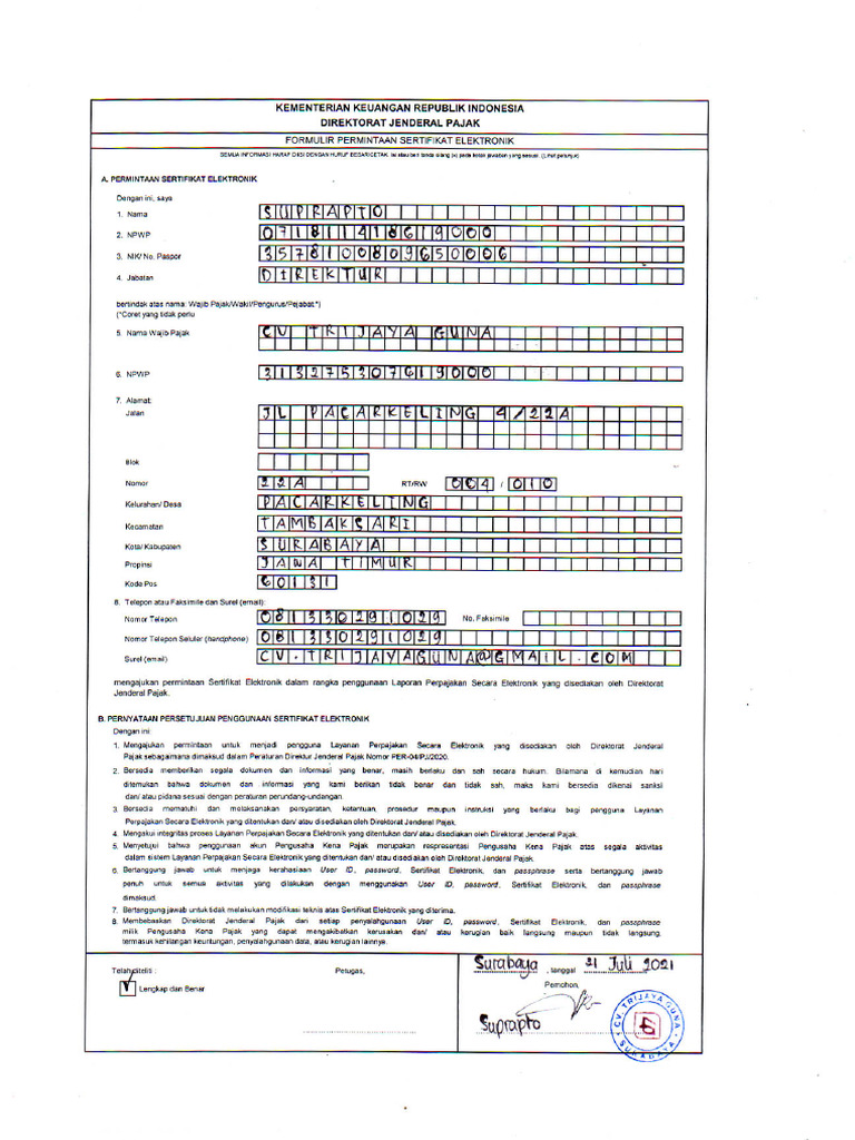 Formulir Permintaan Sertel Edit | PDF