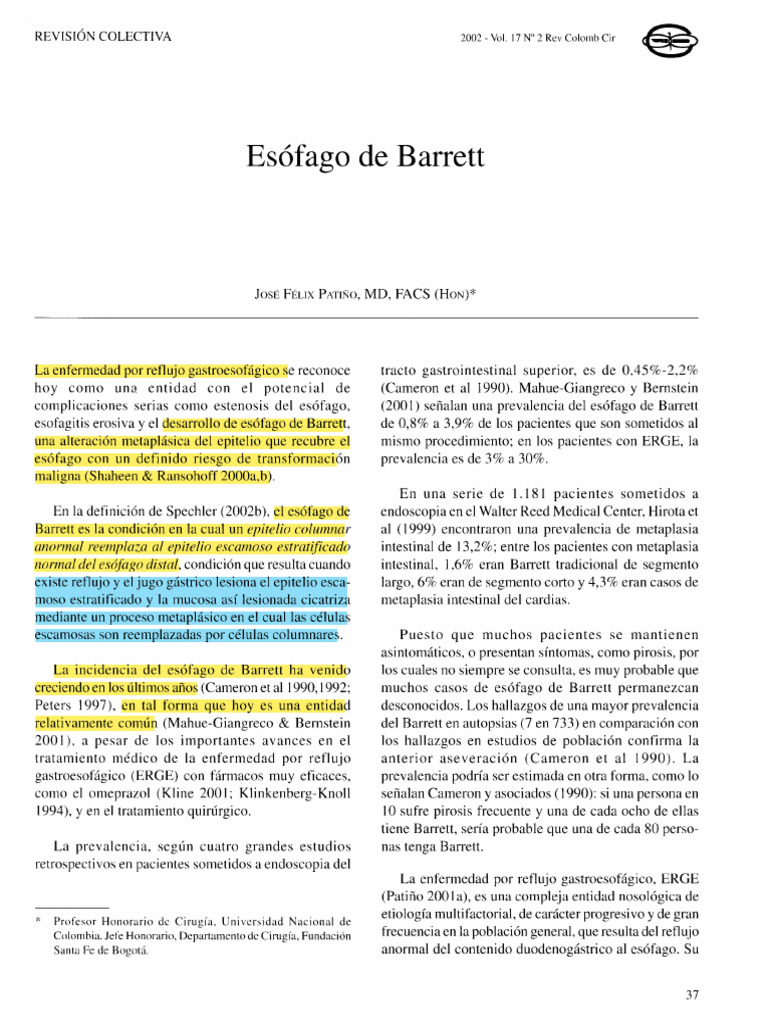 Esófago de barret | PDF | La enfermedad por reflujo gastroesofágico ...