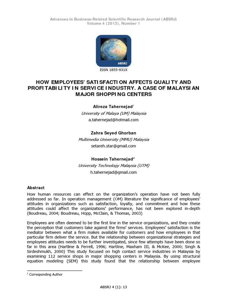 How Employees Satisfaction Affects Quali | PDF | Structural Equation ...