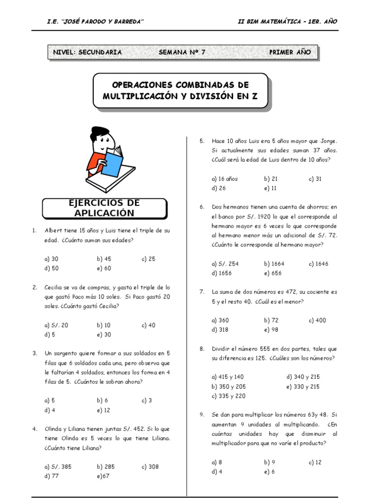 Operaciones As en Z | PDF | División (Matemáticas) | Multiplicación