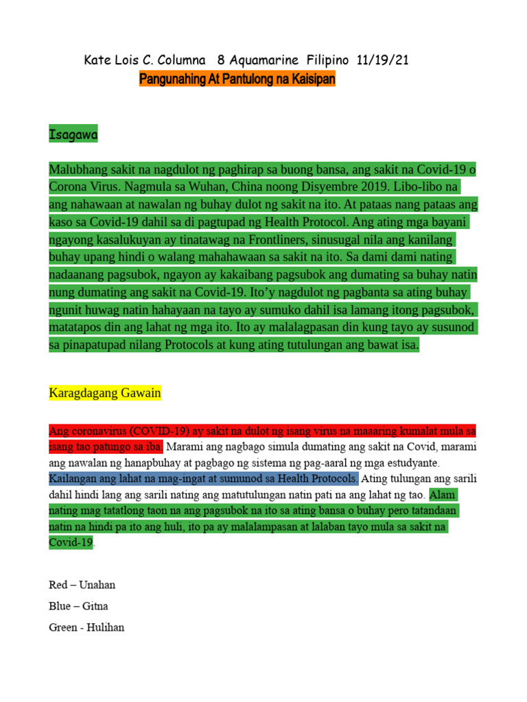 Filipino Aralin 2.1 q2 | PDF