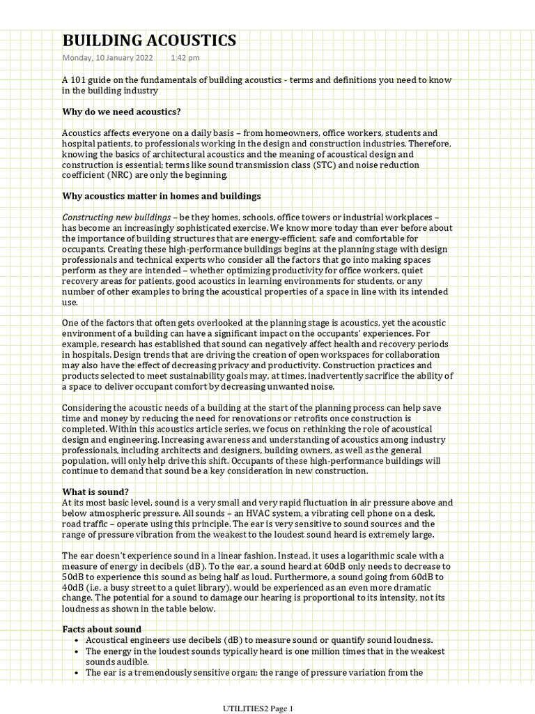 Building Acoustics | PDF | Sound | Acoustics Building Acoustics | PDF | Sound | Acoustics