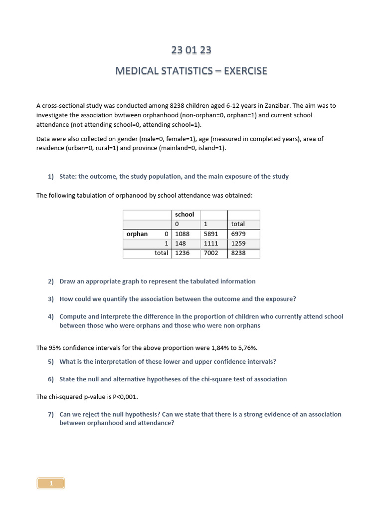 Medical Statistics Practice Question | PDF | P Value | Statistics